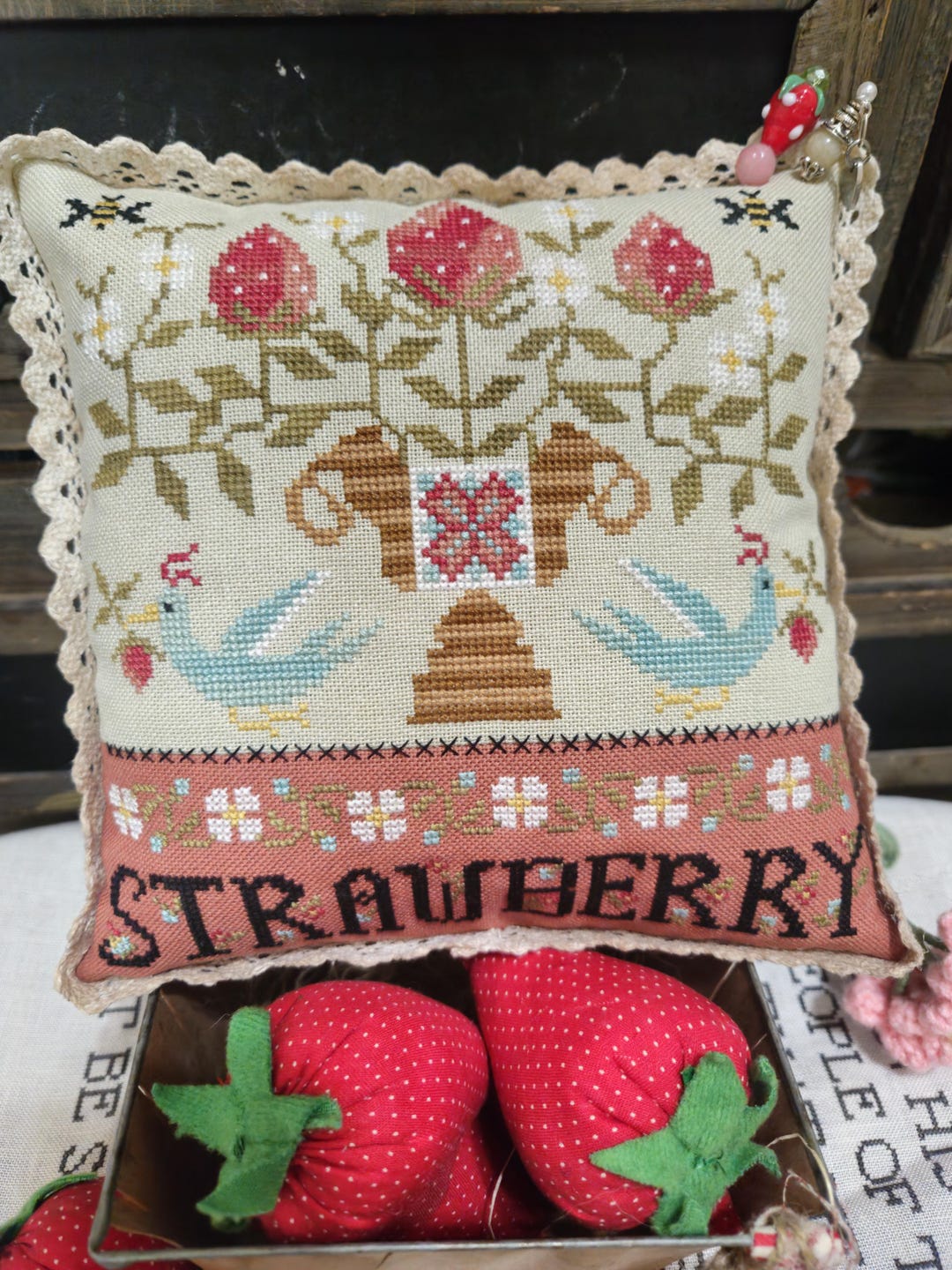 Strawberry Urn by Quaint Rose Needlearts - Cross Stitch Paper Pattern ...