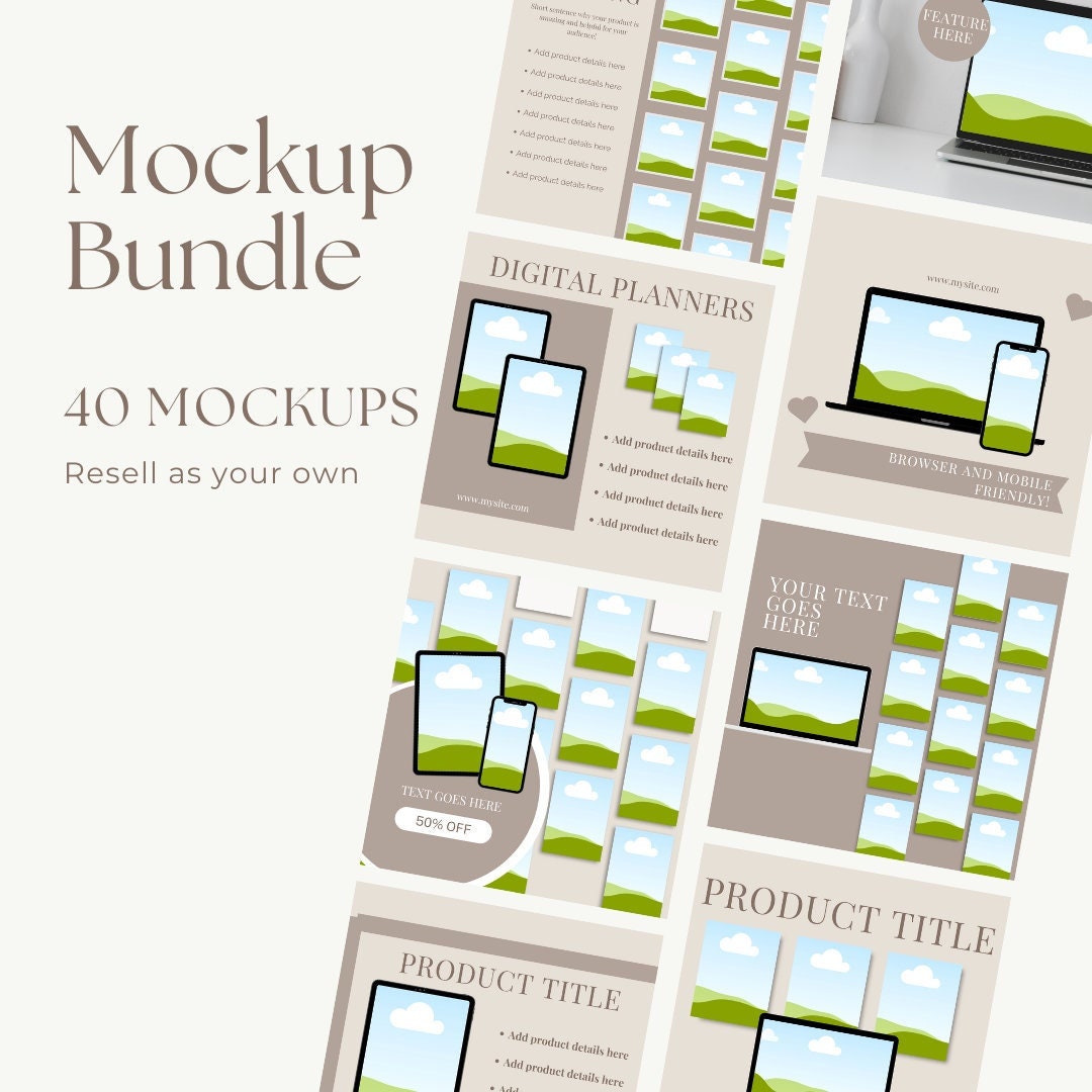 Digital Product Mock up Bundle, Digital PLR MRR Editable Template ...