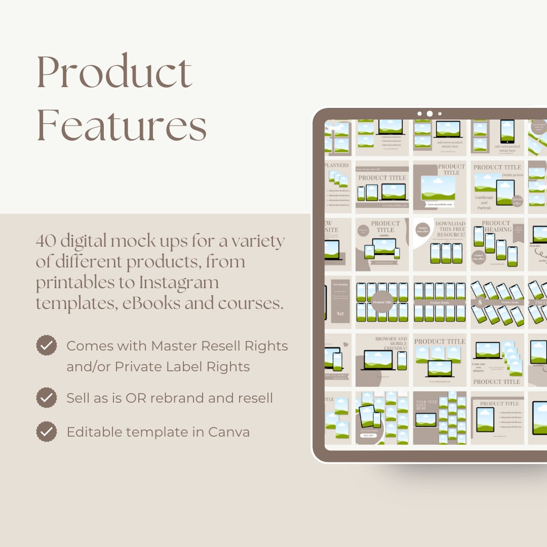 Digital Product Mock up Bundle, Digital PLR MRR Editable Template ...