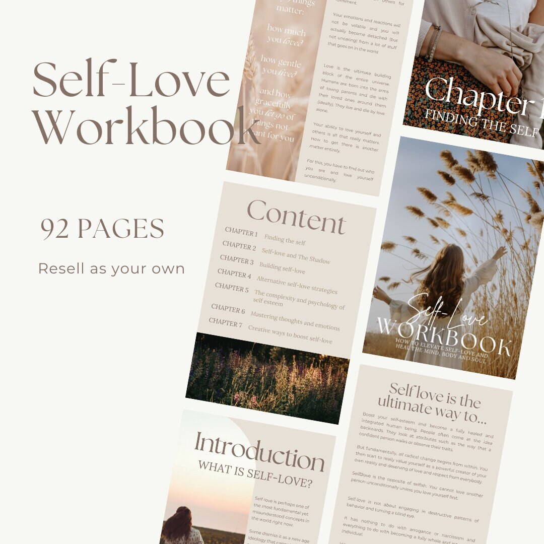 Self Love Workbook, Digital MRR Template, Self Love Ebook, Done for You ...