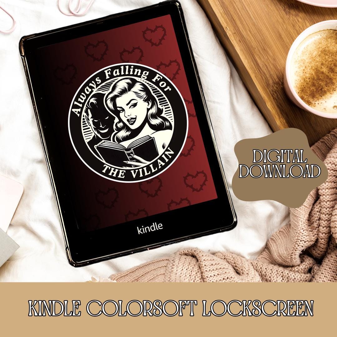 Kindle Colorsoft Lock Screen, Book Villains Lock Screen, Retro Bookish ...