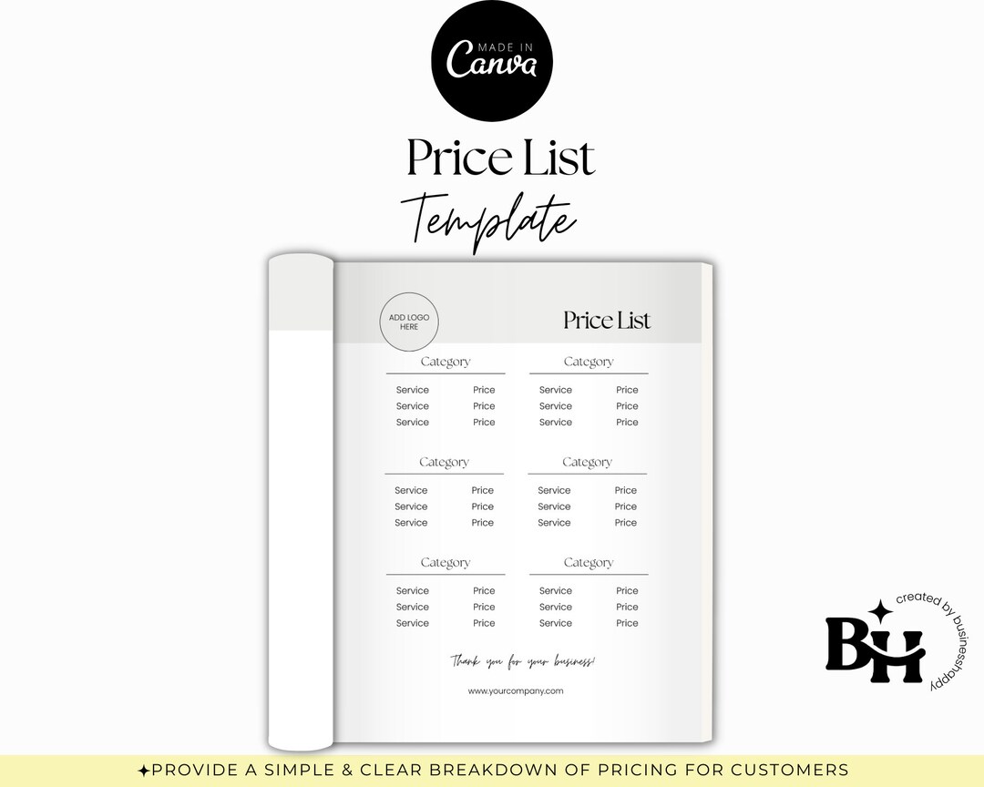Business Price List Template Business Flyer Price List - Etsy