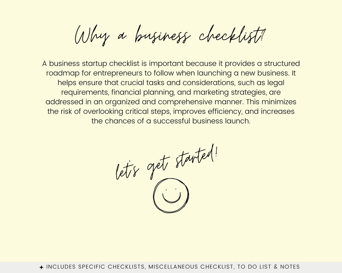 Business Startup Checklist Template, Small Business Startup, Business ...