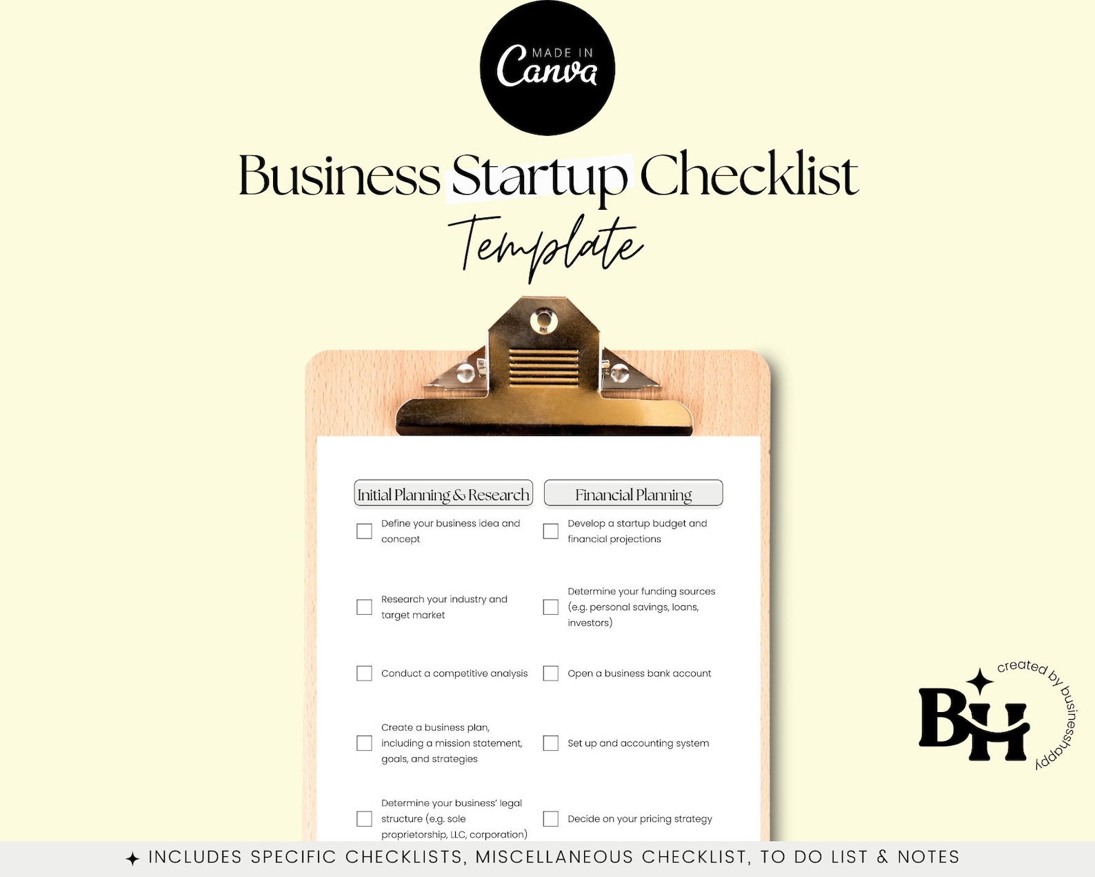 Business Startup Checklist Template, Small Business Startup, Business ...