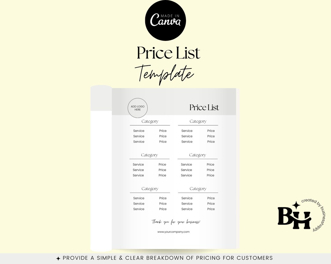 Business Price List Template, Business Flyer Price List, Pricing Guide ...