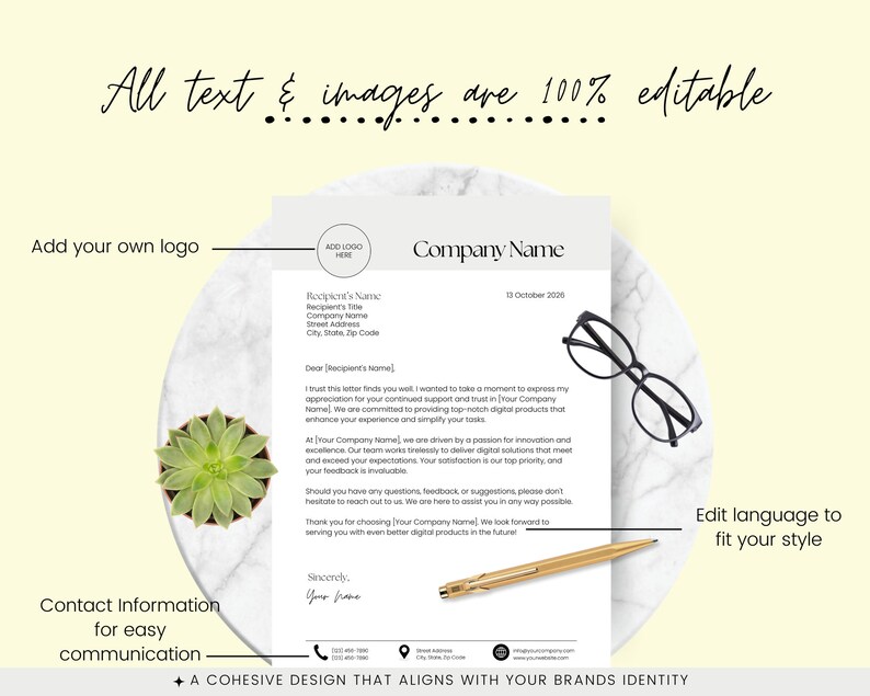 Minimalist Business Letterhead Template, Company Letterhead, Letterhead ...