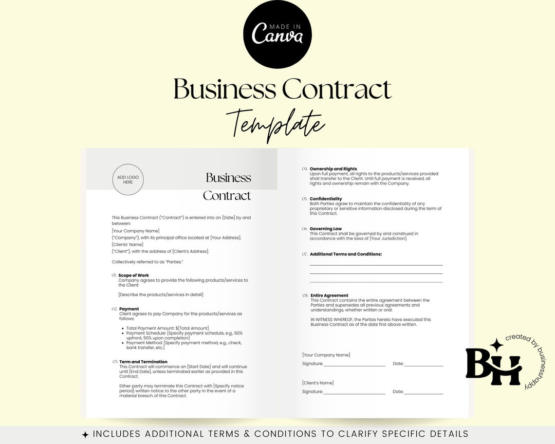 Business Contract Template, Employee Contract, Partnership Contract ...