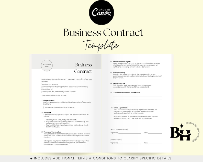 Business Contract Template, Employee Contract, Partnership Contract ...