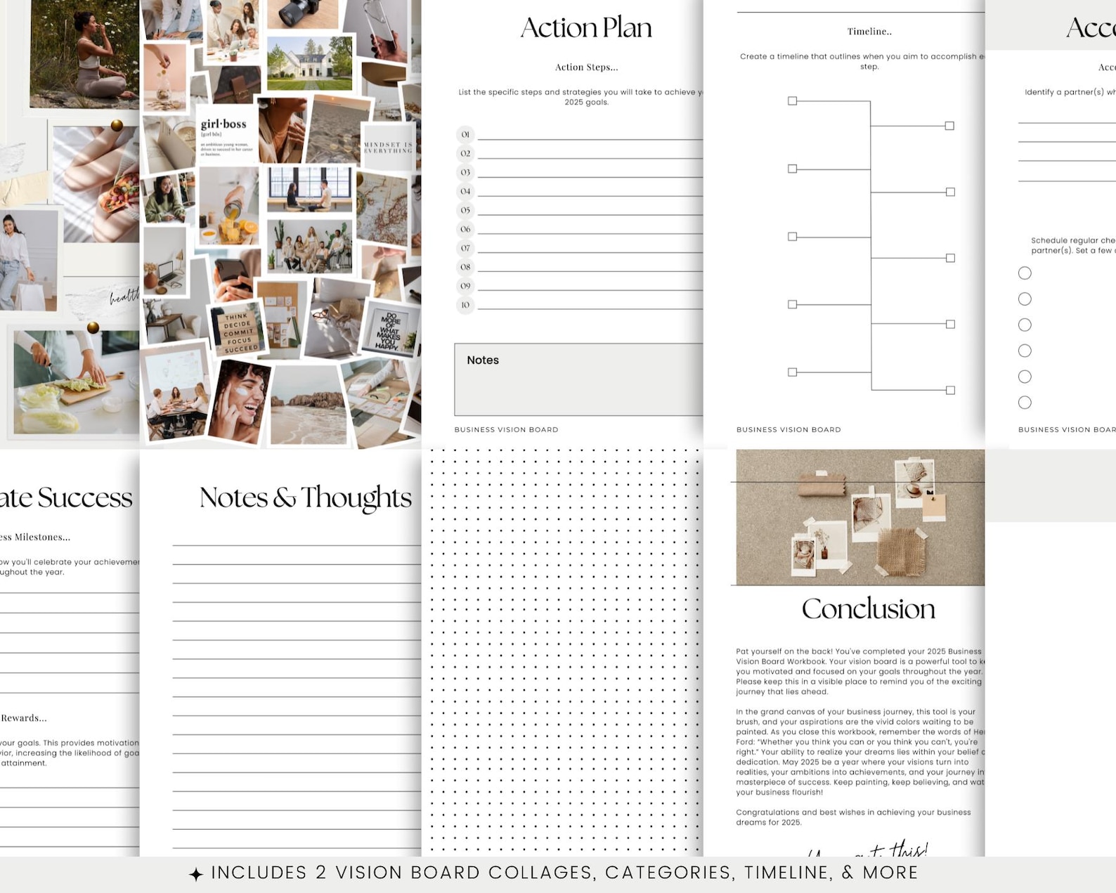 2025 Business Vision Board Workbook Template, Vision Board Kit, Canva ...