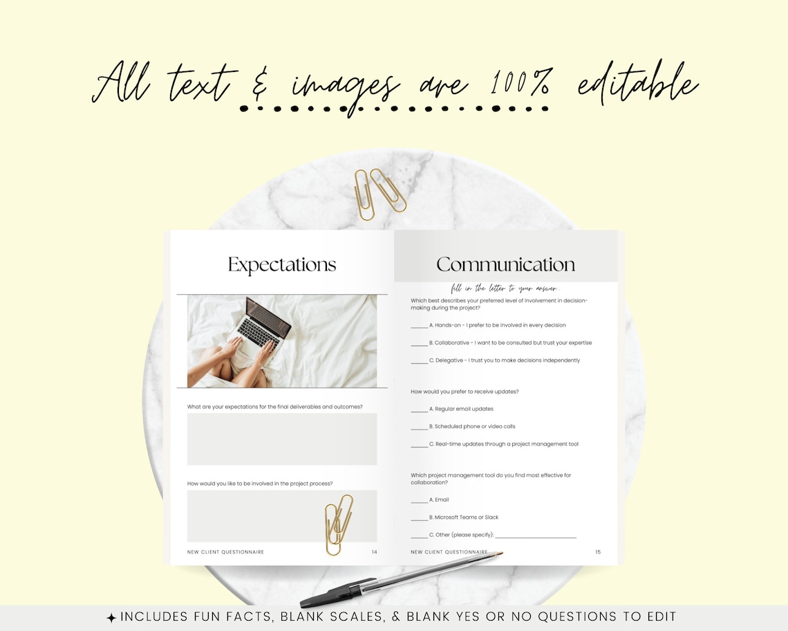 New Client Questionnaire Template, Client Onboarding, Client Engagement ...