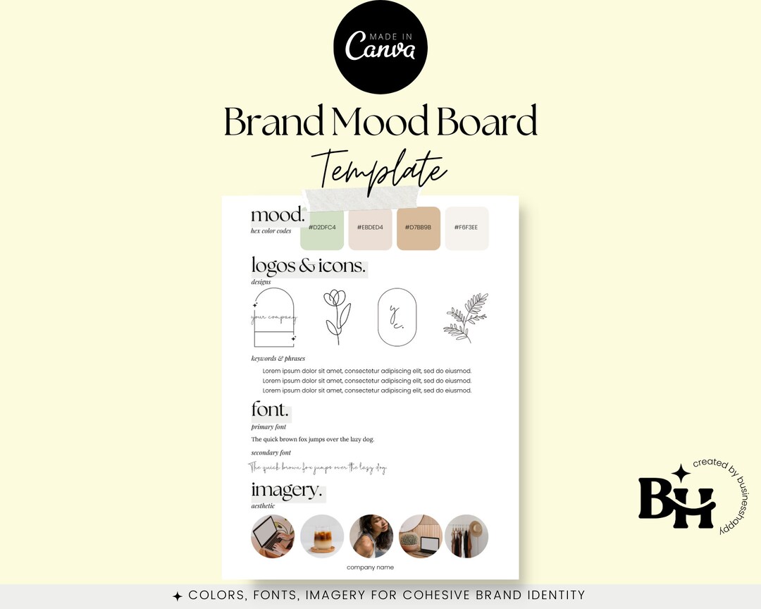Brand Mood Board Template, Business Branding, Brand Identity, Vision ...