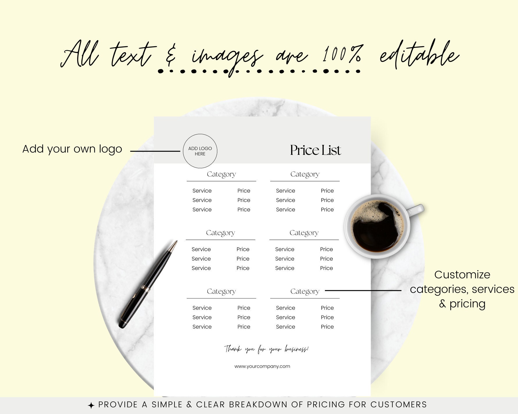 Business Price List Template, Business Flyer Price List, Pricing Guide ...