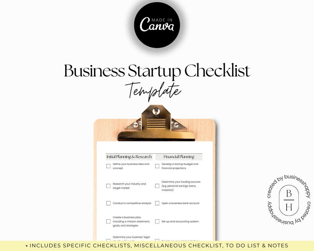 Business Startup Checklist Template Small Business Startup - Etsy