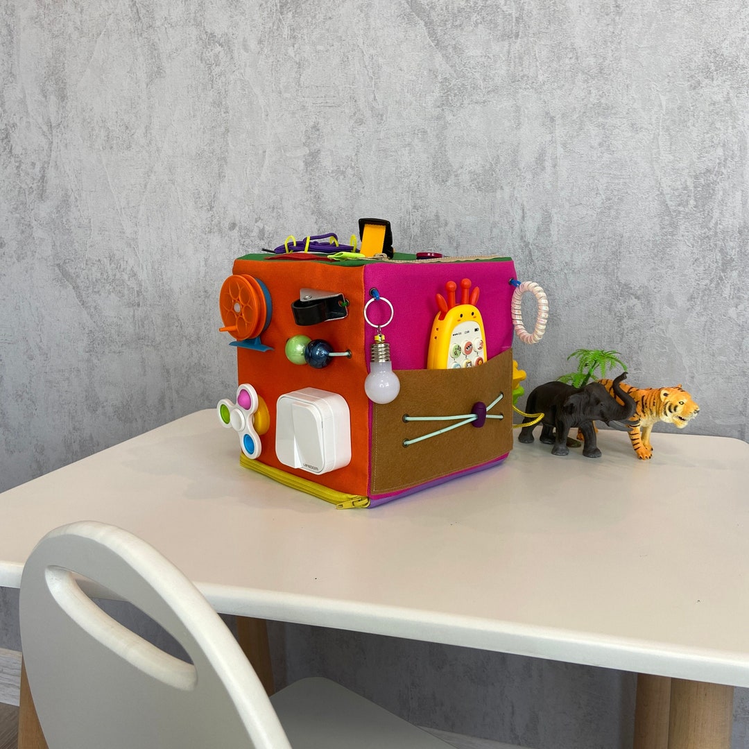Montessori Sensory Cube Soft Portable Toddler Toy Soft Play Travel Toy ...