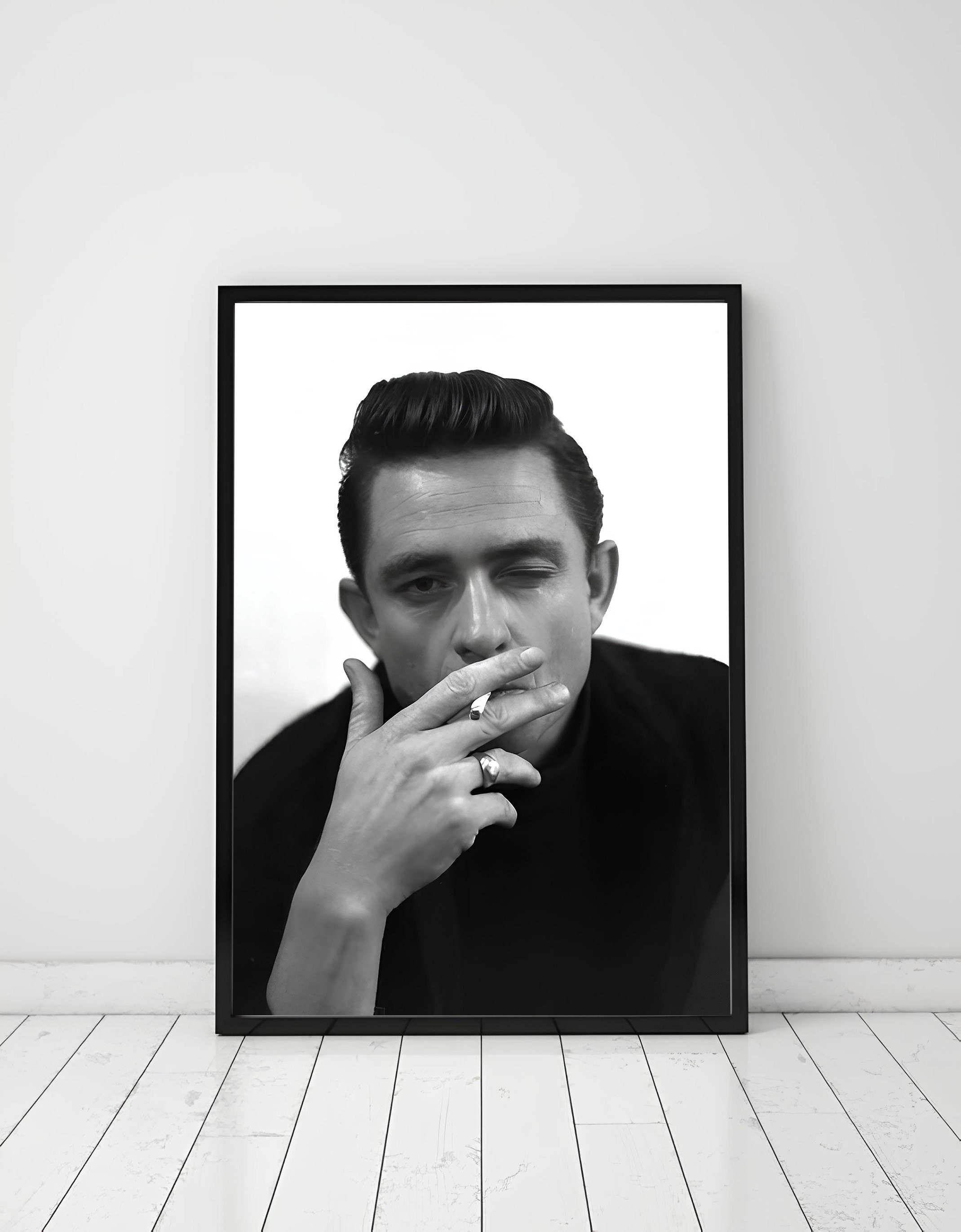 Johnny Cash Poster, Vintage Wall Art, Concert Poster, Black and White ...