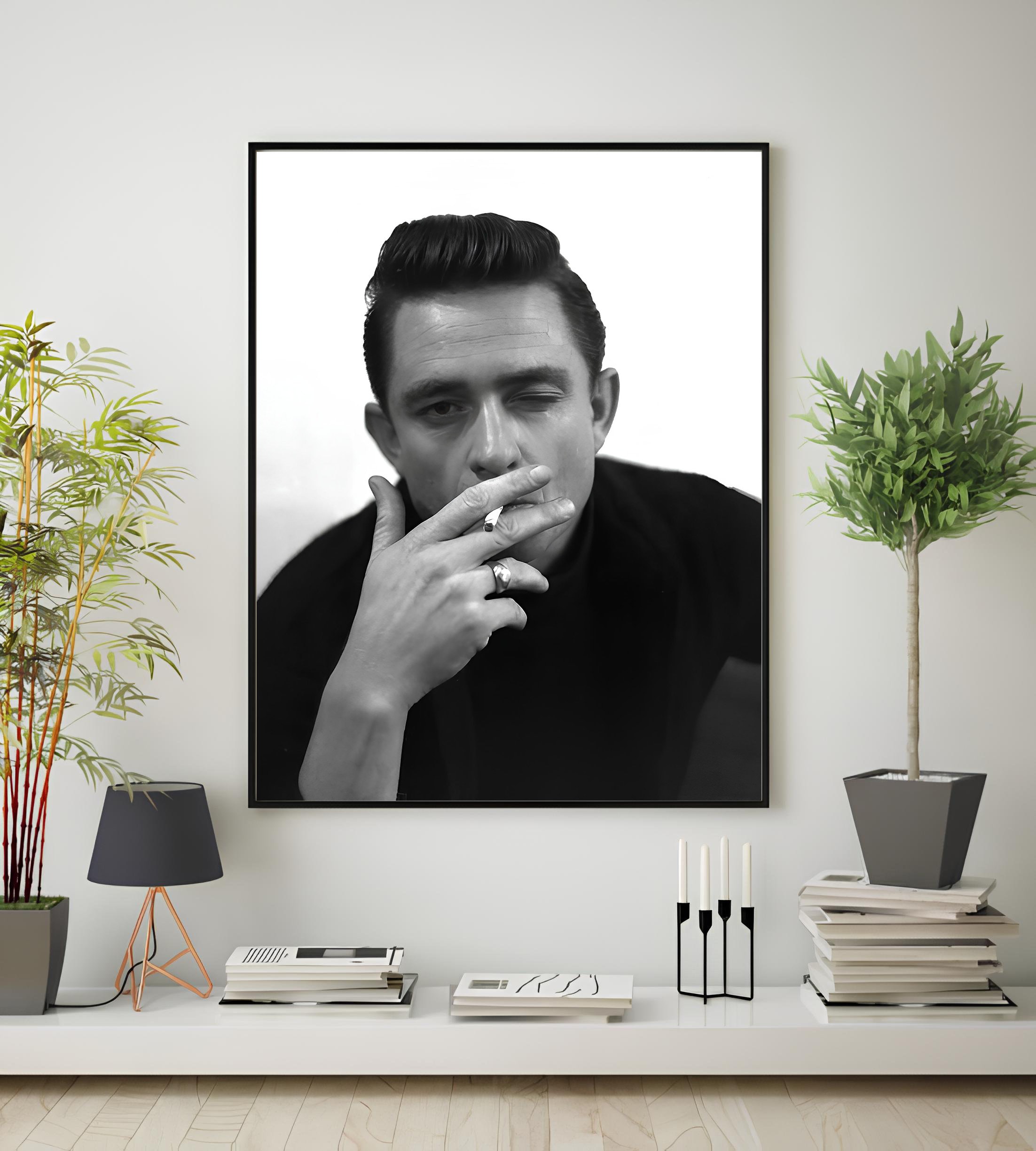 Johnny Cash Poster, Vintage Wall Art, Concert Poster, Black and White ...