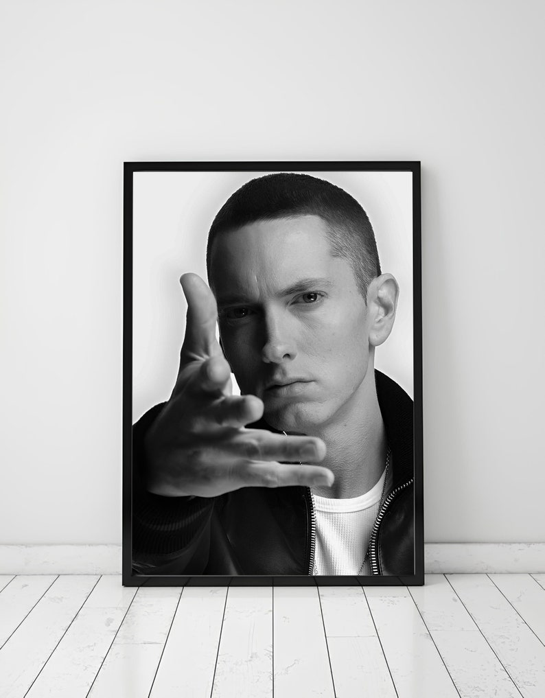 Eminem Poster, Music Posters, American Rapper Wall Art, Black and White ...