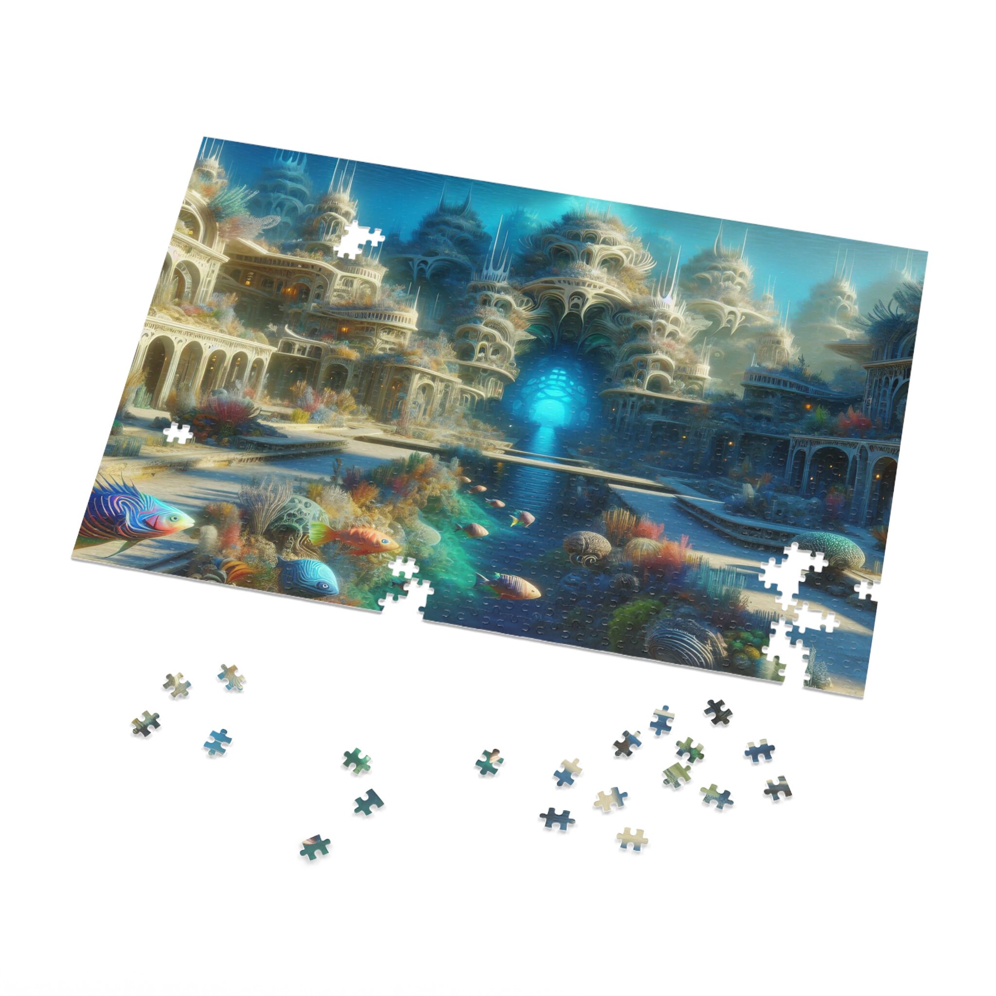 Enchanted Depths of Atlantis Jigsaw Puzzle With White Metal - Etsy