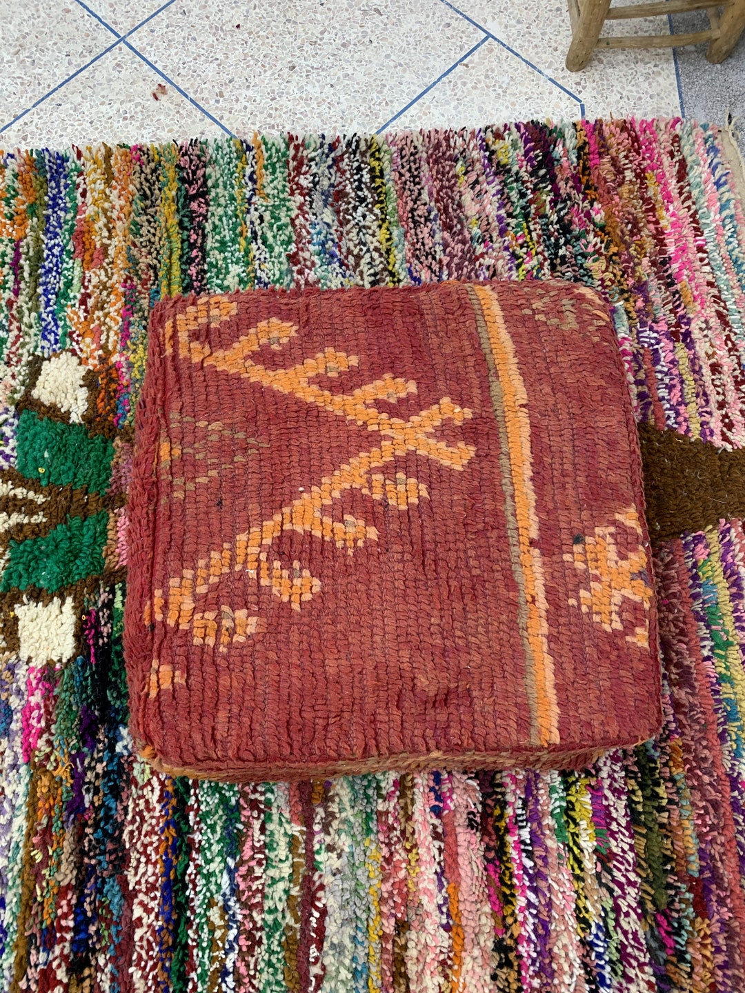 Moroccan Rug, Floor Pouf, Boho Pouf, Moroccan Poufs, Morocco Pouf ...