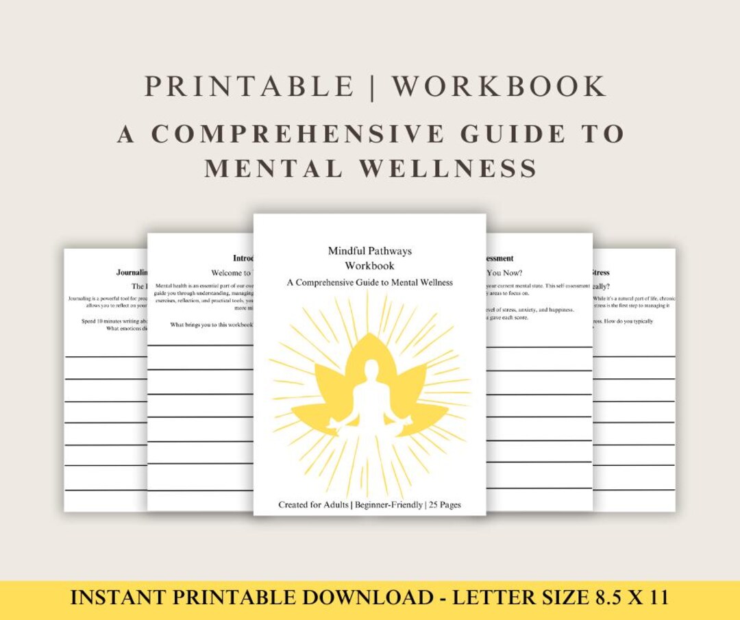Mindful Pathways Printable Workbook, Mental Health Book, Self Care ...