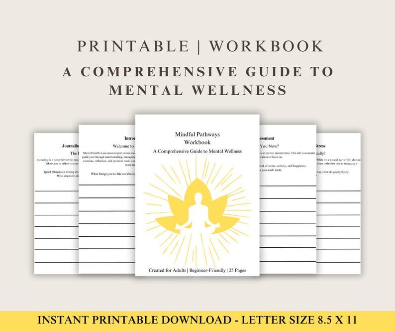 Mindful Pathways Printable Workbook, Mental Health Book, Self Care ...
