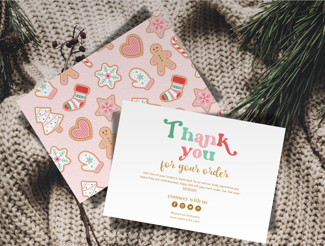 Cute Ginger Christmas Thank You Card Canva Template Printable Holiday ...