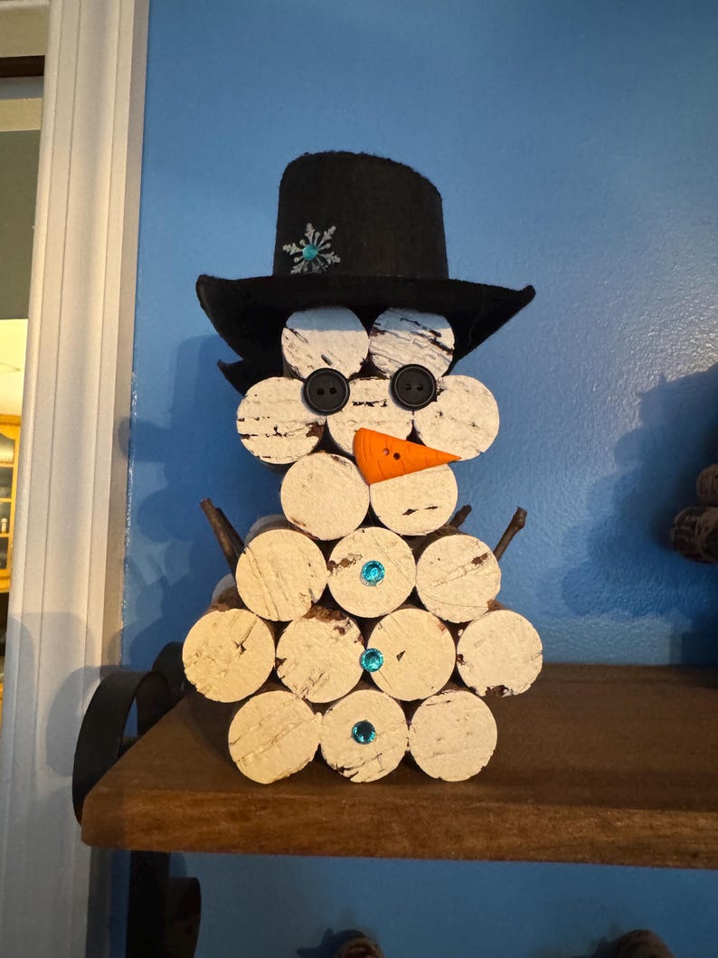 Handmade Cork Snowman, Holiday Winter Decor - Etsy