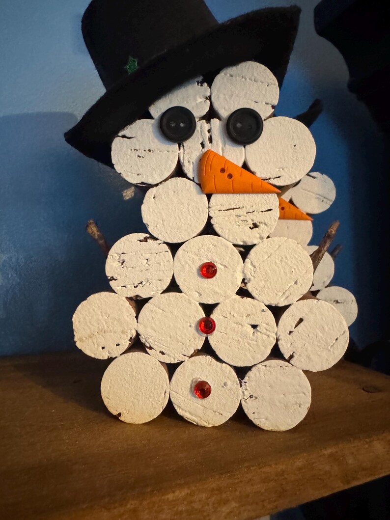 Handmade Cork Snowman, Holiday Winter Decor - Etsy