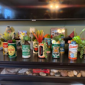 Vintage Beer Can Planter With Artificial Succulent Accents - Etsy