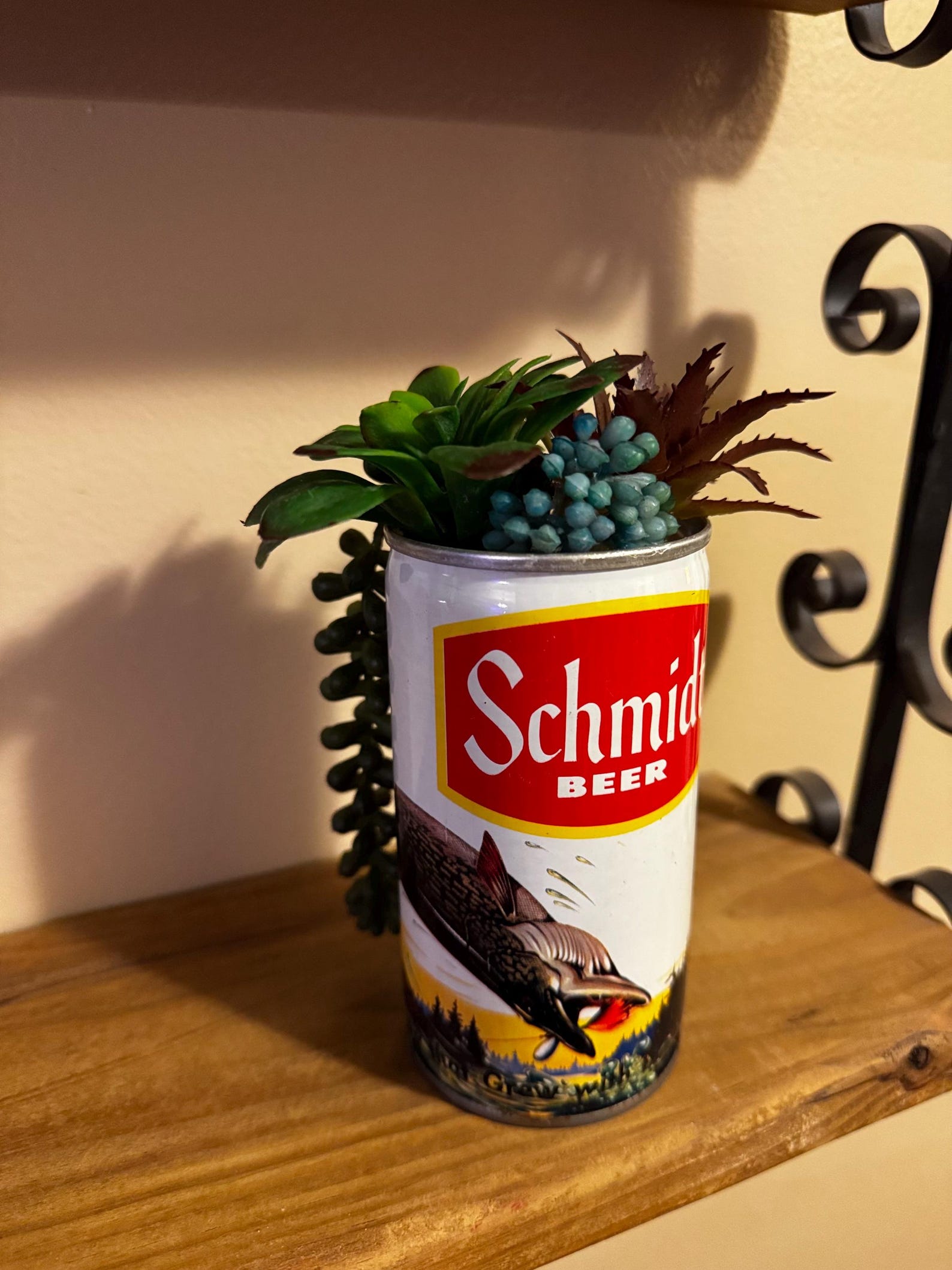 Vintage Beer Can Planter With Artificial Succulent Accents - Etsy