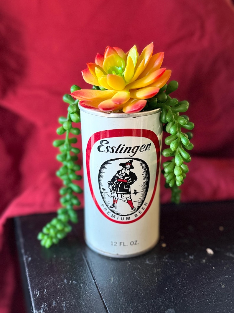 Vintage Beer Can Planter With Artificial Succulent Accents - Etsy