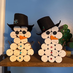 Handmade Cork Snowman, Holiday Winter Decor - Etsy
