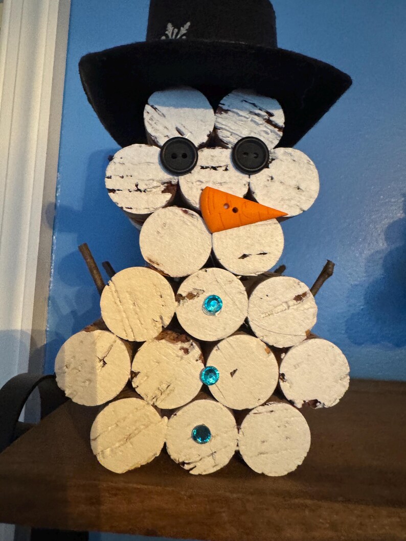 Handmade Cork Snowman, Holiday Winter Decor - Etsy