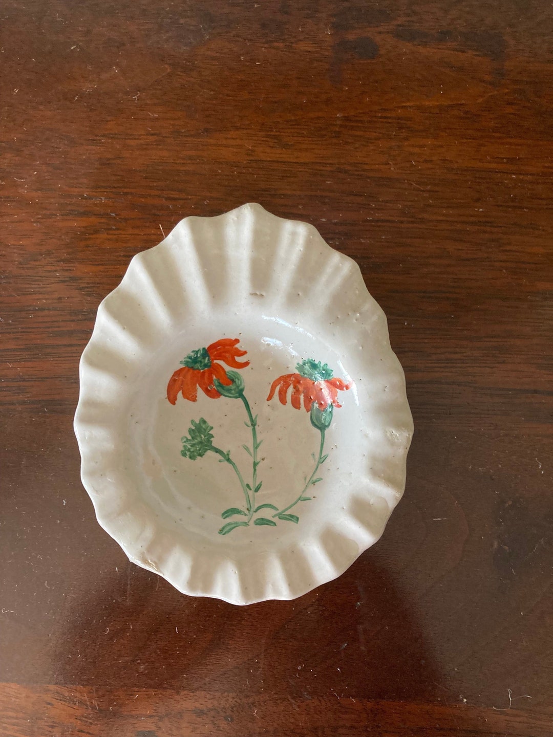 Pottery Hand-painted Floral Starburst Dish - Etsy