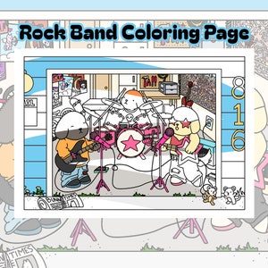 Rock Band Coloring Page - Etsy