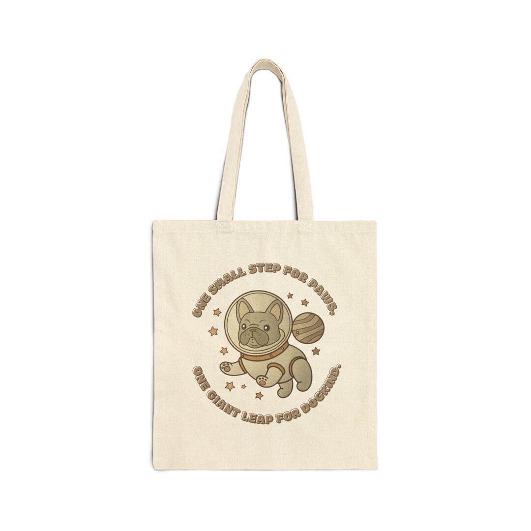Frenchie Space Cartoon Tote Bag, Cute Puppy Graphic Shoulder Bag, Funny ...