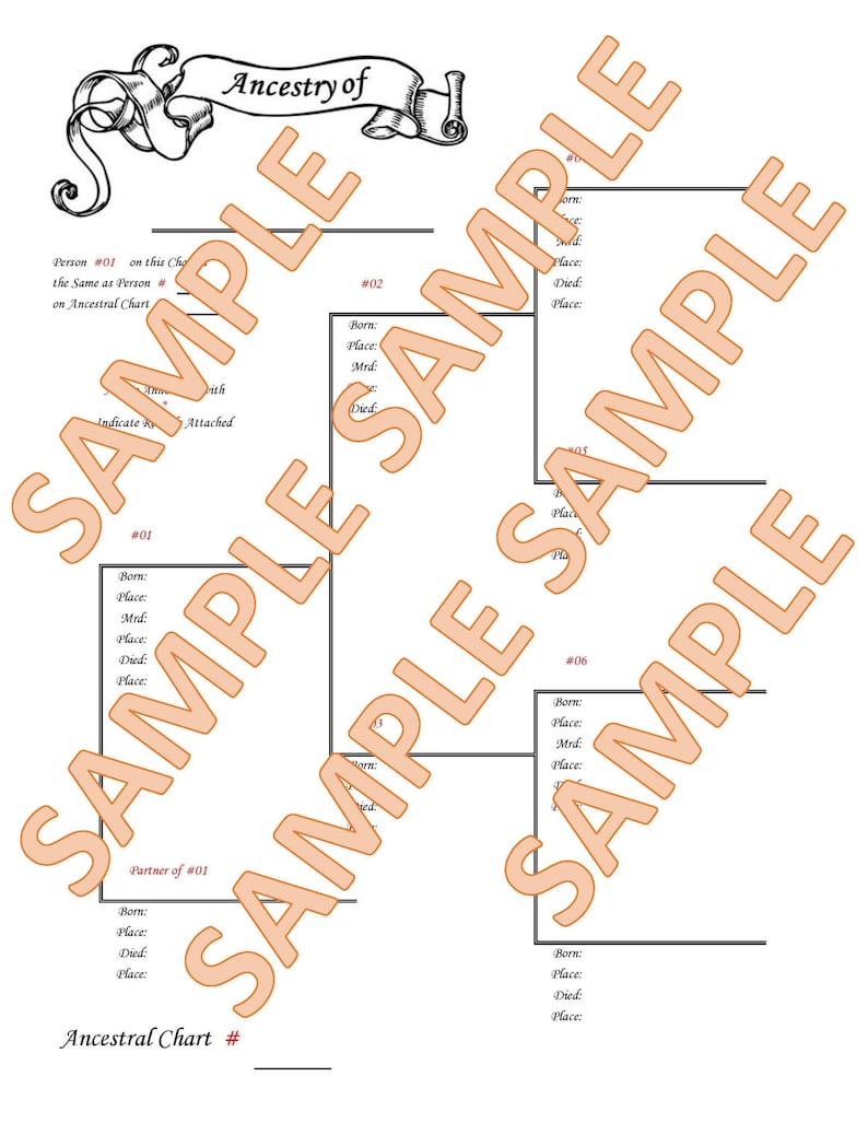 Family Tree Charts for Genealogy - **choices Vary - READ DESCRIPTION ...