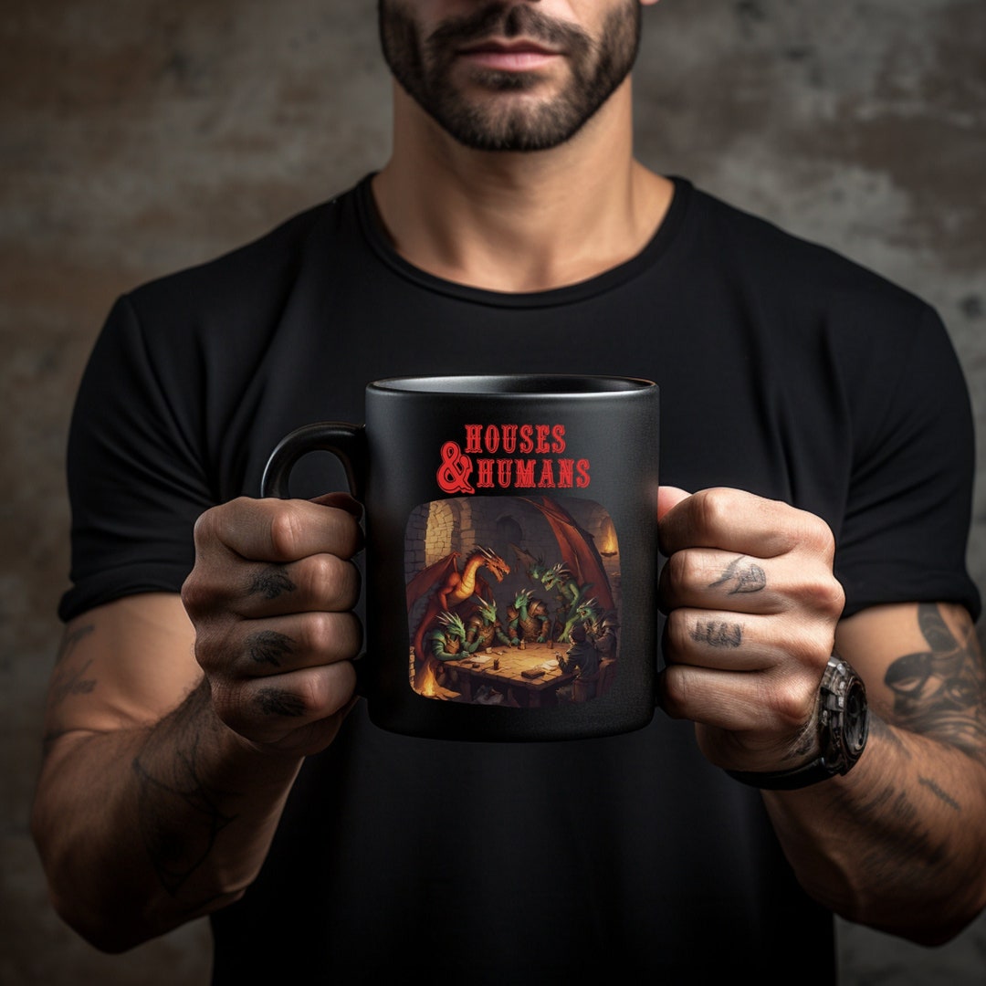 Houses and Humans Dungeons and Dragons Parody Mug, Dungeon Master, D20 ...