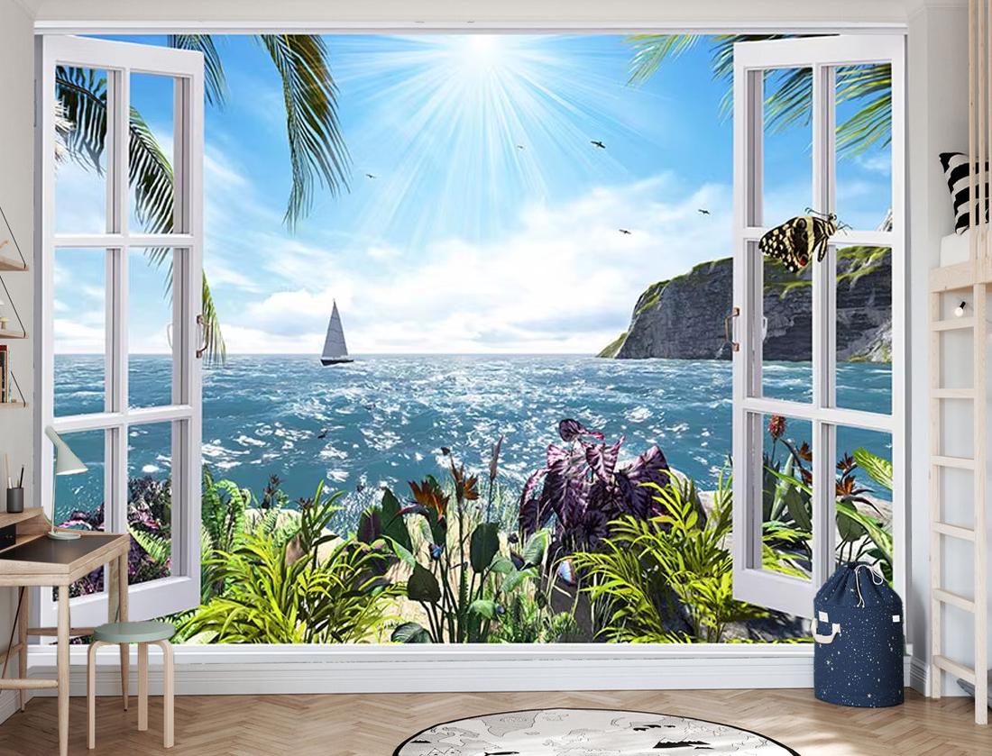 3D Window Effect View Wall Decal Removable Vinyl Art Wallpaper, Fantasy ...