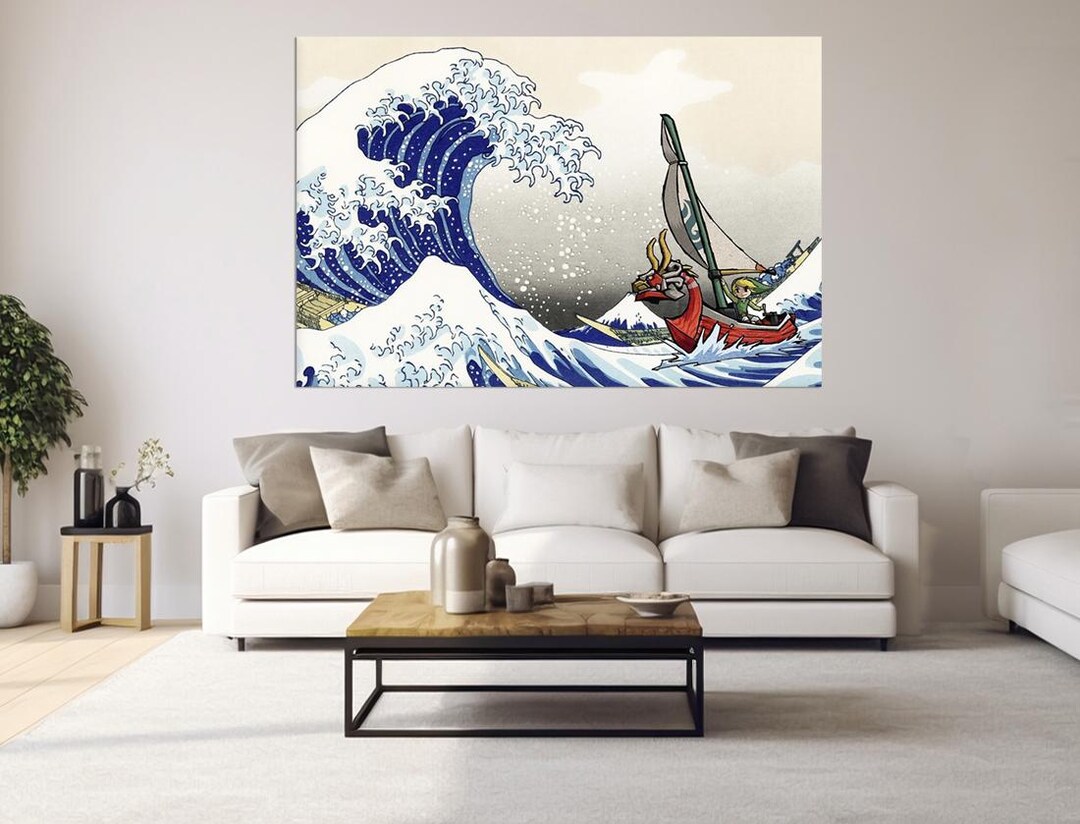 Japanese Wave Canvas Art, the Legend of Zelda Nautical Wall Decor ...