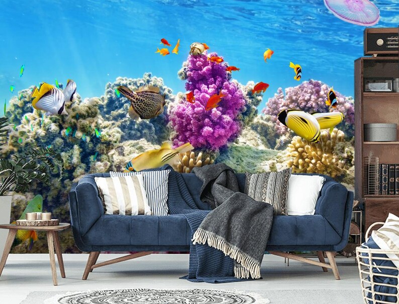 Coral Reef Fish Non-woven Wallpaper, Nautical Removable Decal ...