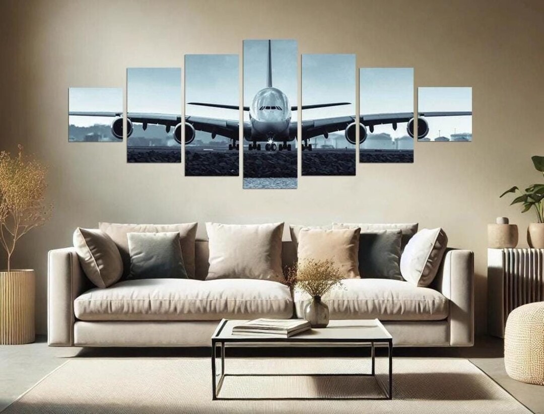 Airbus A380 Wall Art, Turbojet Passenger Plane Stretched Print on ...