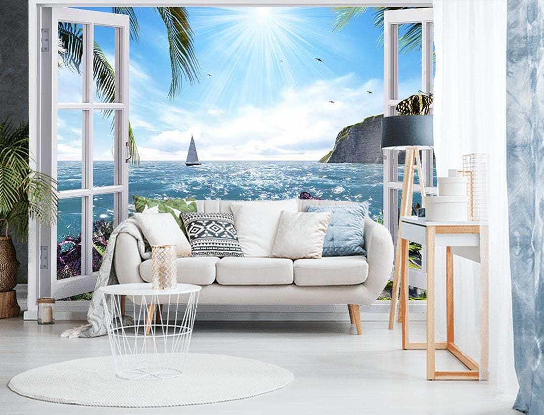 3D Window Effect View Wall Decal Removable Vinyl Art Wallpaper, Fantasy ...