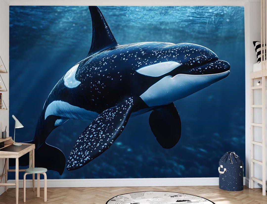 Ocean Orca Vinyl Wallpaper, Kids Room Decor, Non-woven Ocean Design for ...