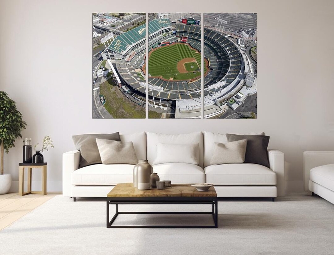 Oakland Coliseum Stadium Design Print on Canvas, Oakland Sports Wall ...