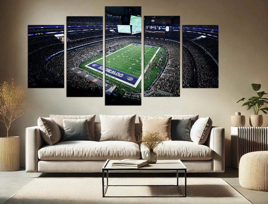 Dallas ATT Stadium Football Canvas Wall Art – Arena Triptych Print ...