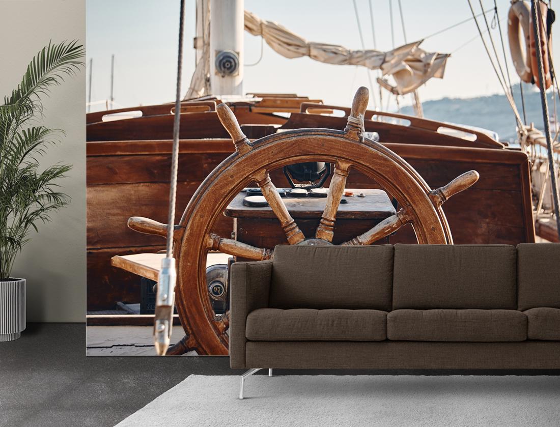 Nautical Ship Wheel Wall Mural, Peel and Stick or Non-woven Vinyl ...