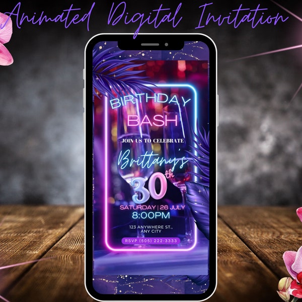 21st Birthday Party Digital Animated Invitation, Party Video Evite ...