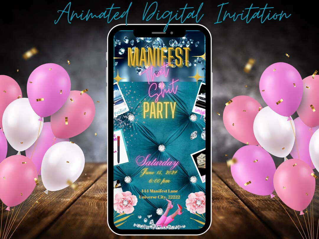 Manifest That Shit Digital Animated Party Invitation MP4 Video Evite ...