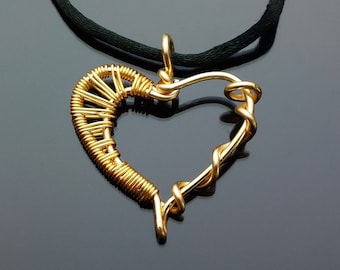 Large Copper Wire Wrapped Heart Pendant Necklace - Etsy